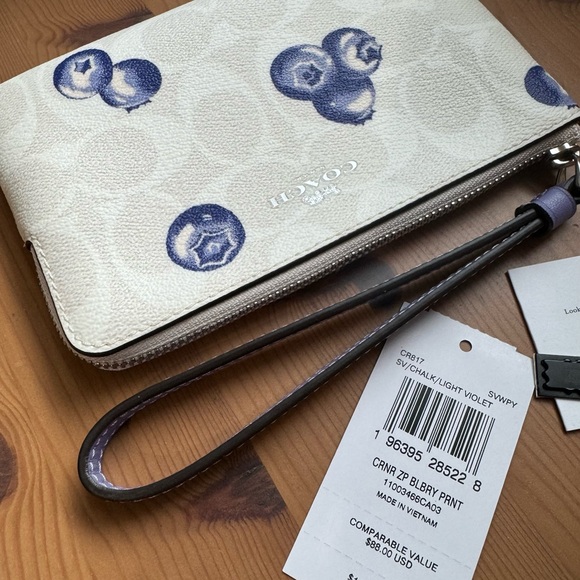 Coach | Bags | Corner Zip Wristlet In Signature Canvas With Blueberry ...
